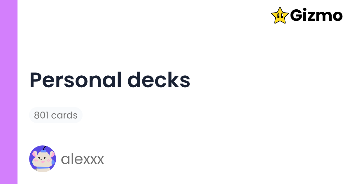 Personal Decks | Flashcards