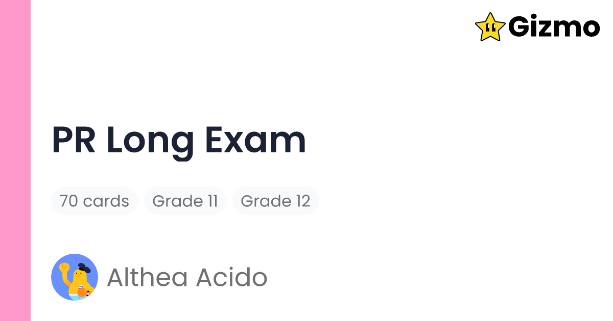 Pr Long Exam | Flashcards