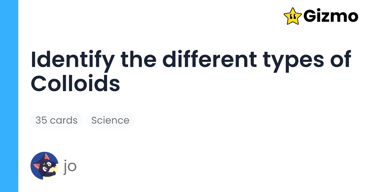 Identify the Different Types Of Colloids | Flashcards