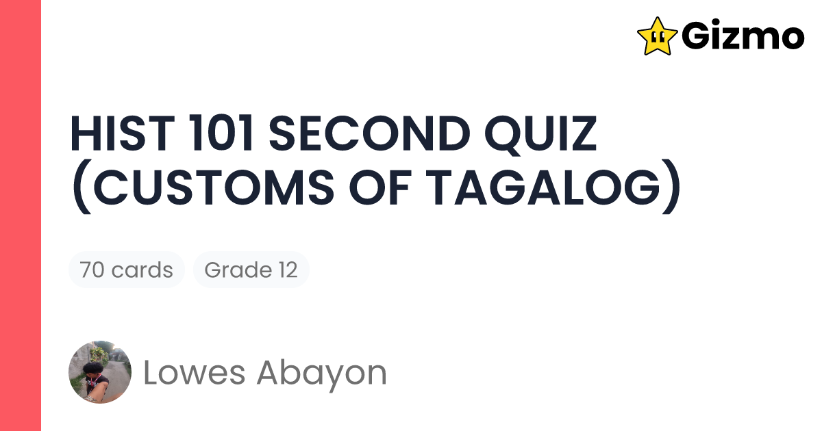 Hist 101 Second Quiz (customs Of Tagalog) | Flashcards