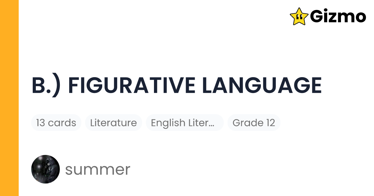B.) Figurative Language | Flashcards